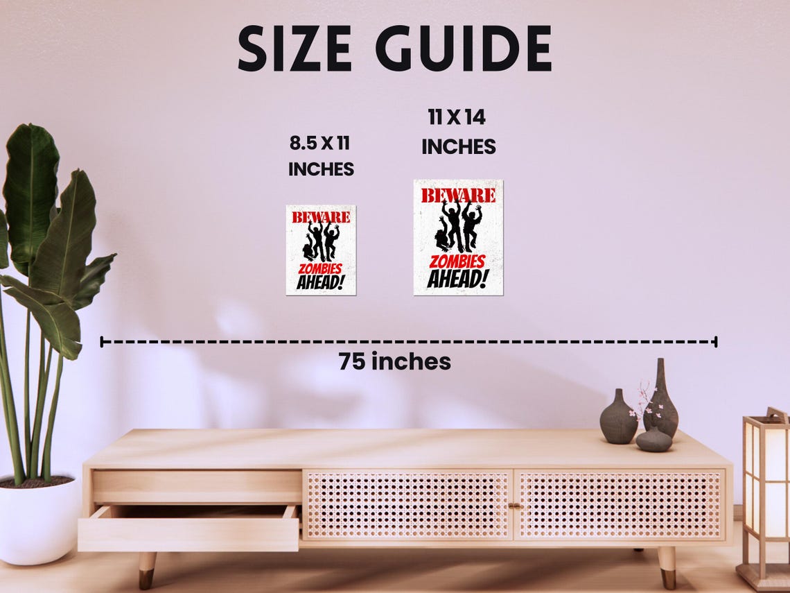 Beware Zombies Printable Sign for Halloween Decor Instant Download ...