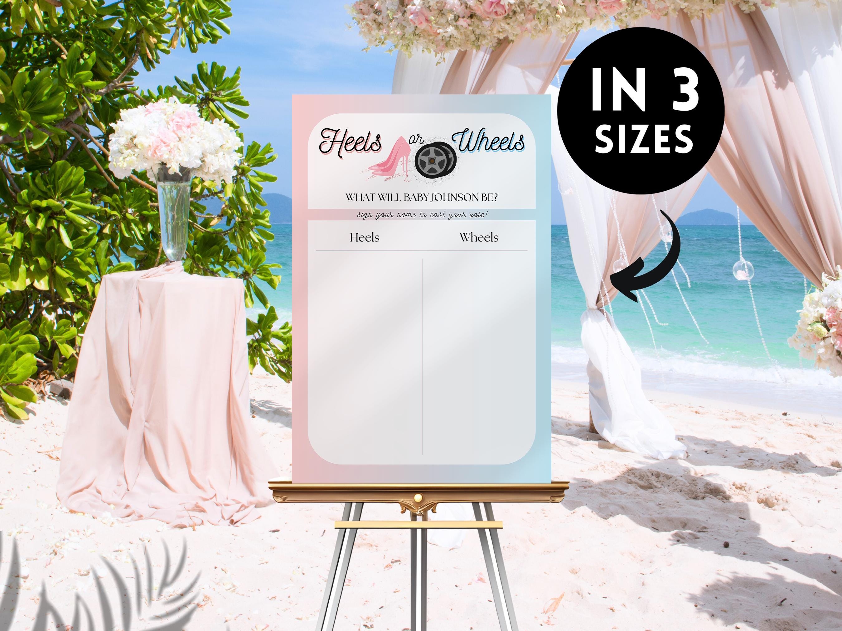 Editable Heels or Wheels Voting Game Sign Gender Reveal Activity Cast ...