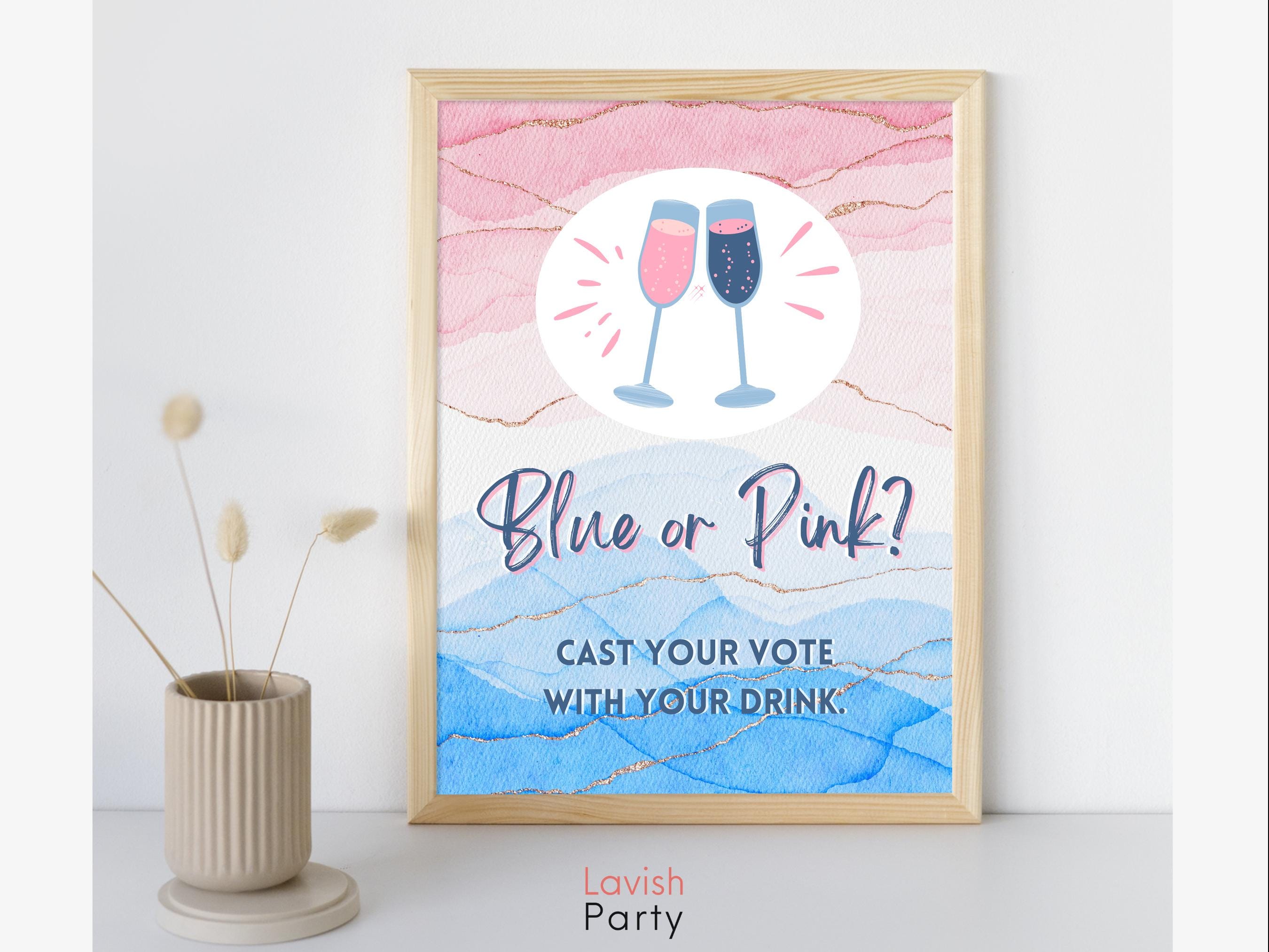 Printable Gender Reveal Drink Station Sign Pink and Blue Party Beverage ...