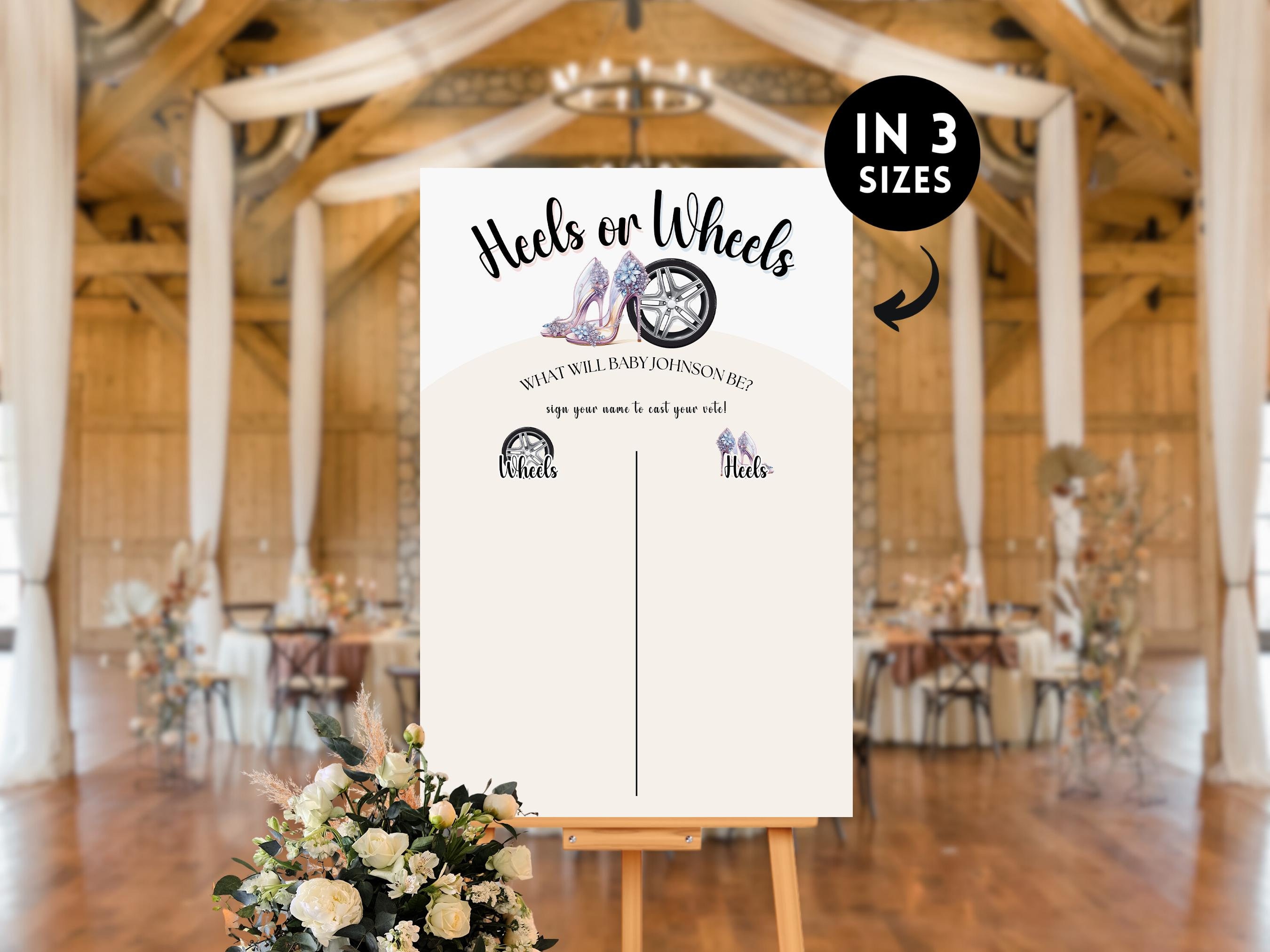 Editable Heels or Wheels Voting Game Sign for Gender Reveal Activity ...