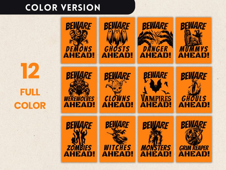 Haunted House Beware Printable Sign Set Spooky Signs for Halloween DIY ...