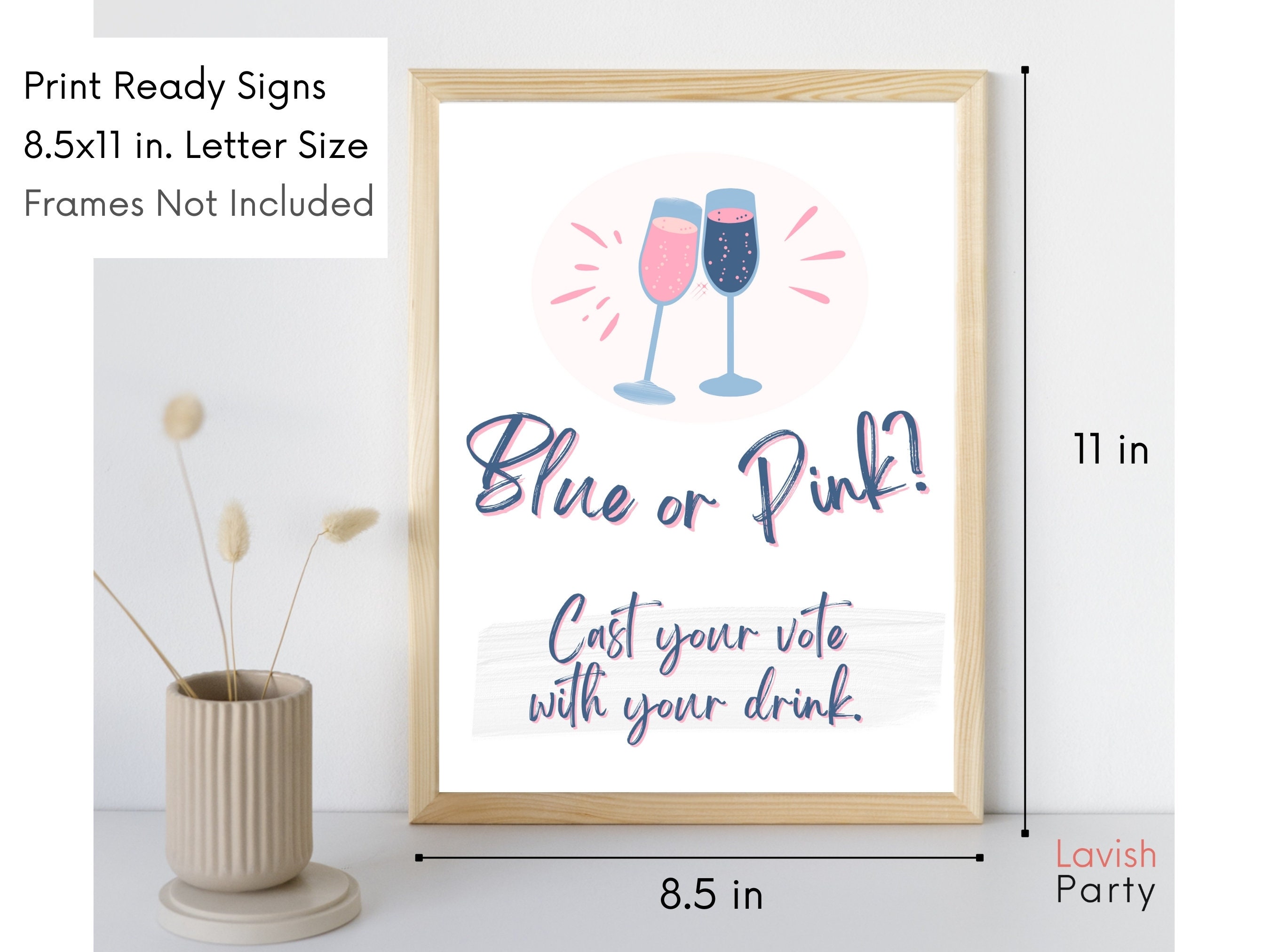 Gender Reveal Drink Station Activity Sign Baby Reveal He or She Pink or ...