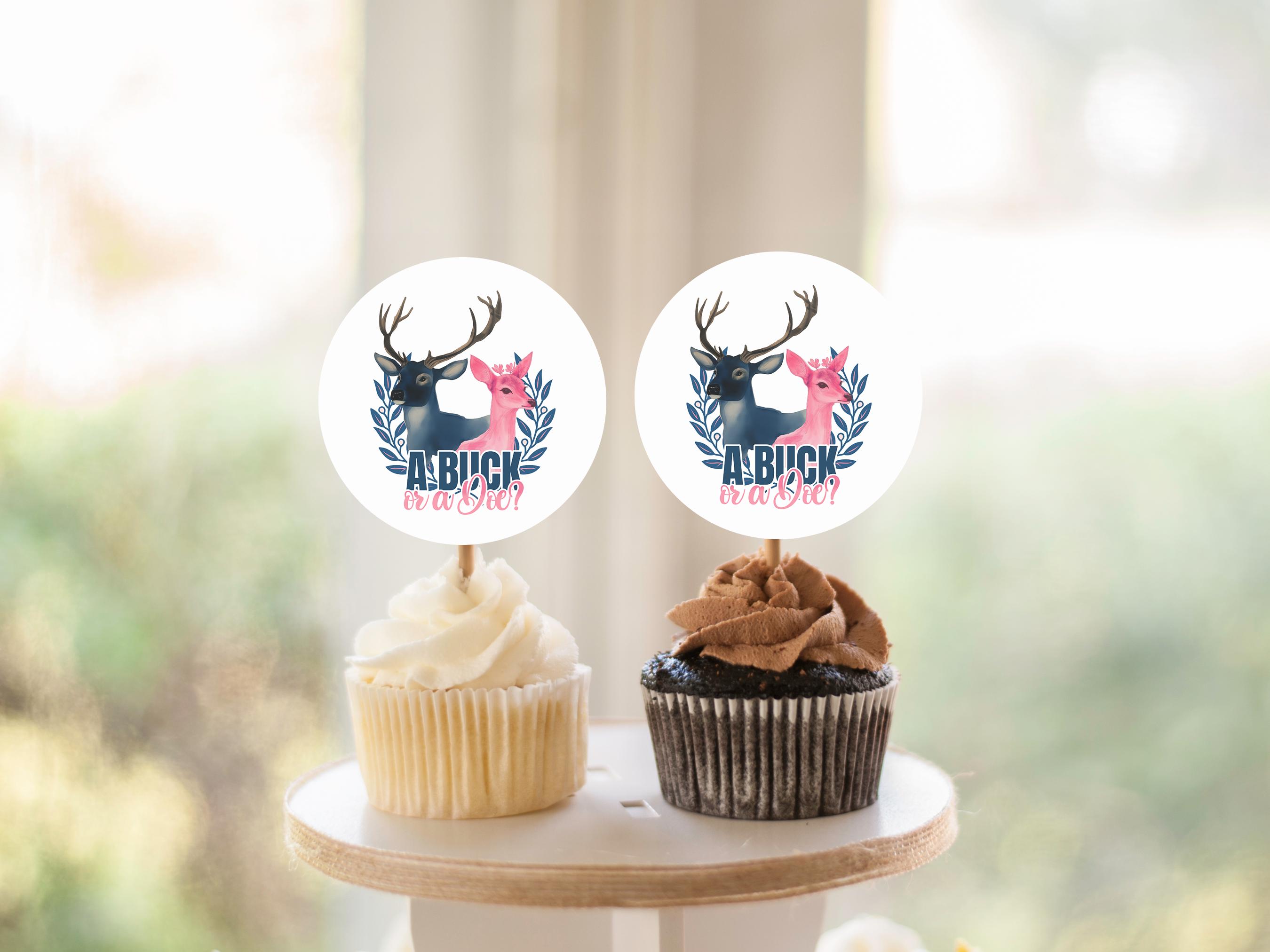 Buck or Doe Gender Reveal Printable Toppers for He or She Baby Reveal ...
