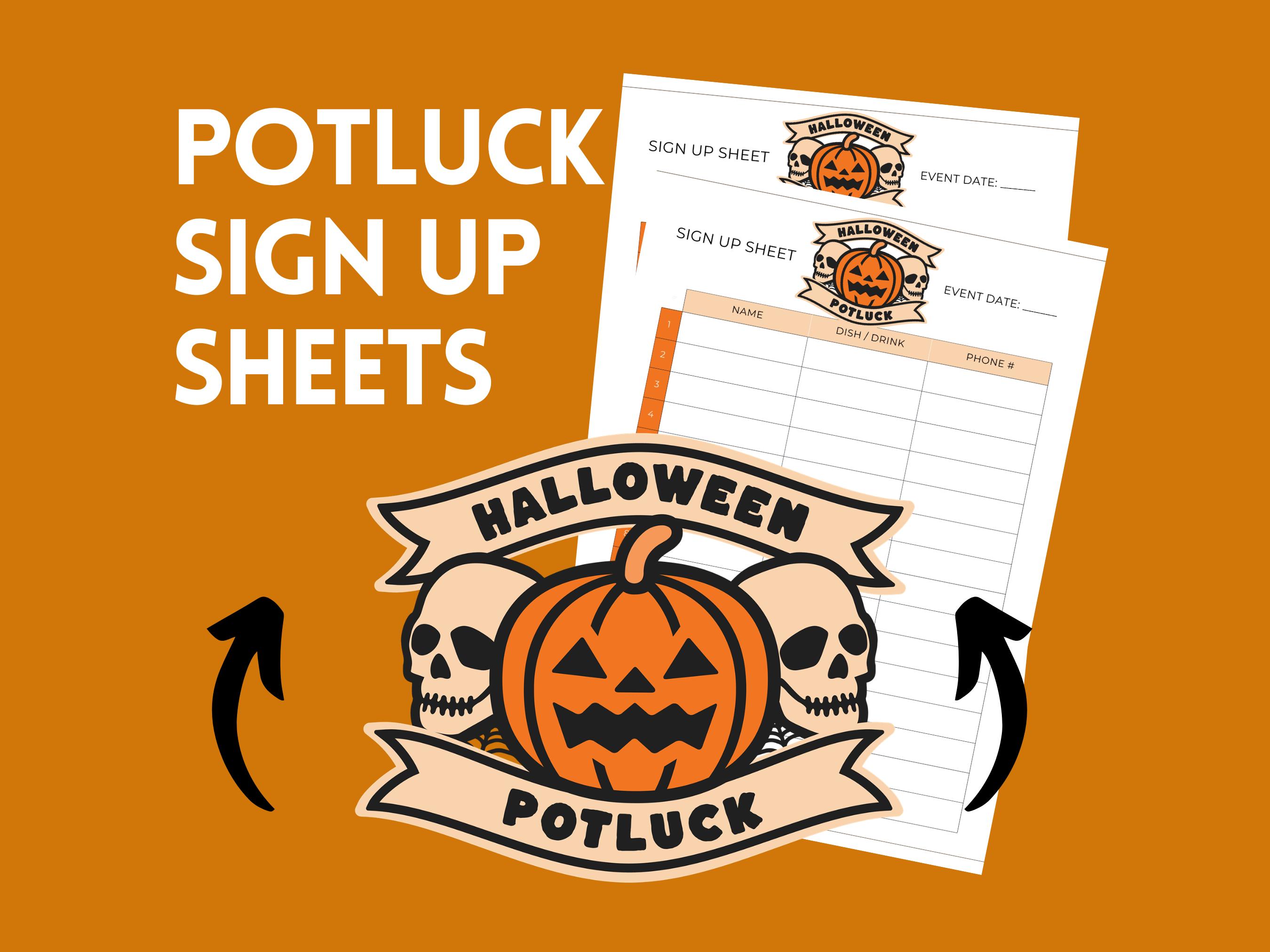 Halloween Potluck Sign up Sheet Printable Spooky Sign-up Sheet ...