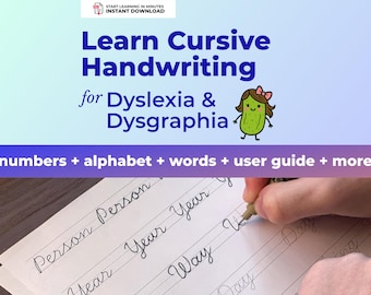 Cursive Handwriting Practice Workbook: Dyslexia & Dysgraphia Friendly ...