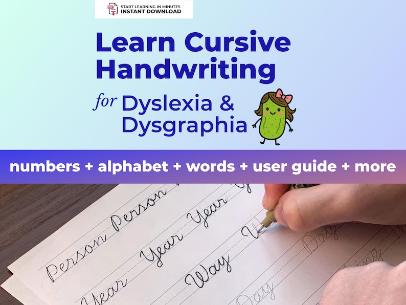 Cursive Handwriting Practice Workbook: Dyslexia & Dysgraphia Friendly ...