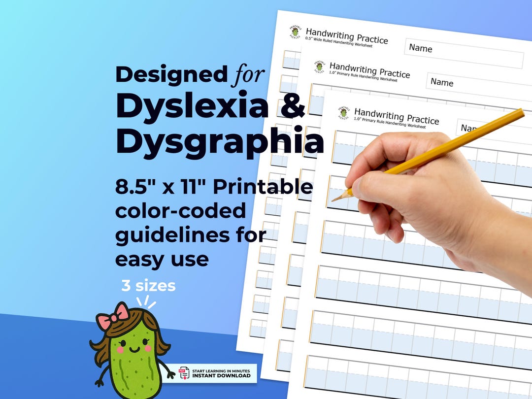 Dyslexia & Dysgraphia Handwriting Practice: Primary Ruled Worksheets ...