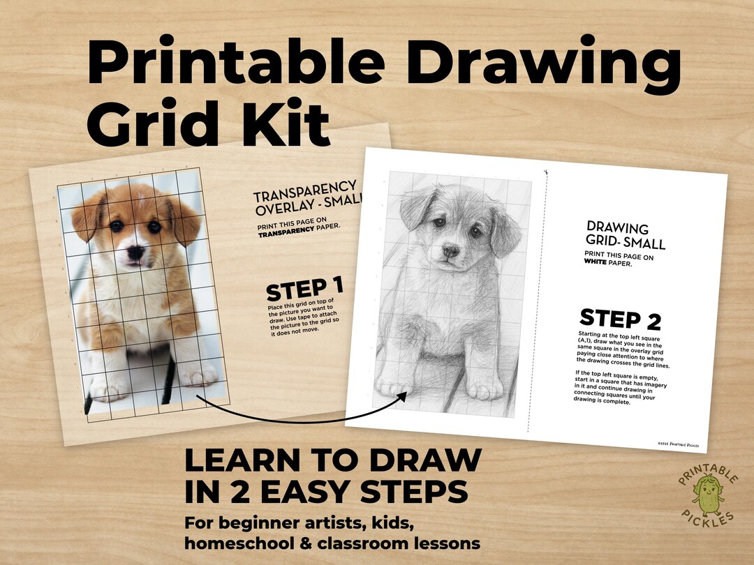 Drawing Grid Method Printable Kit | Art Tracing Activity for Kids ...