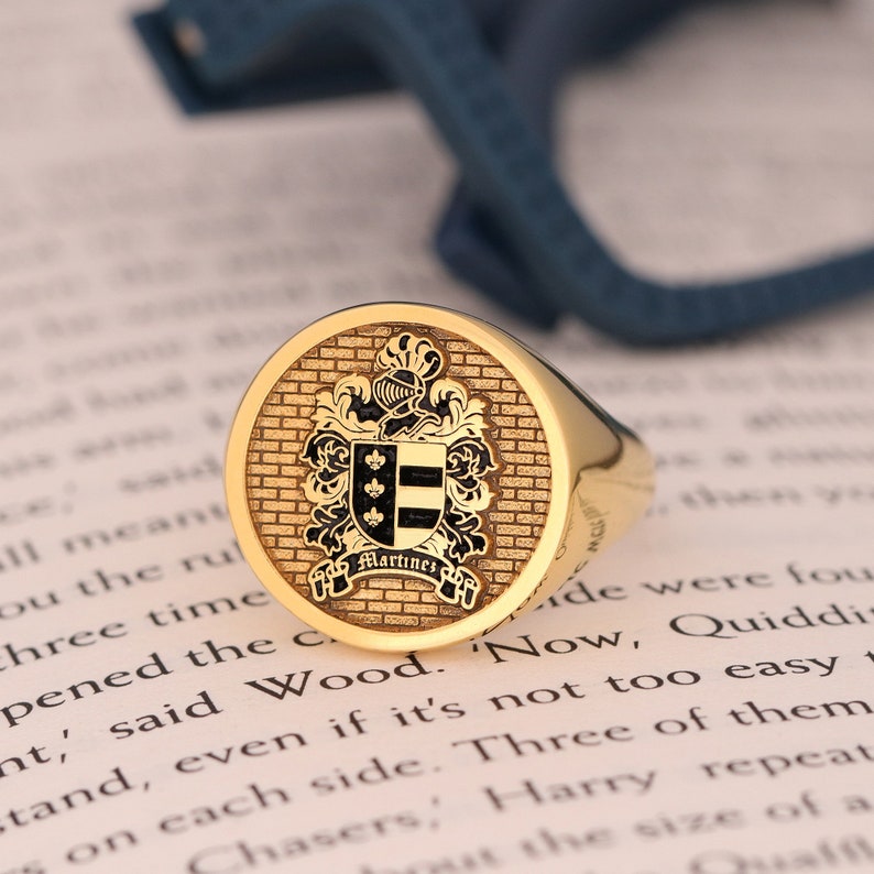 Personalized Engraved Signet Ring Custom Family Crest Coat | Etsy