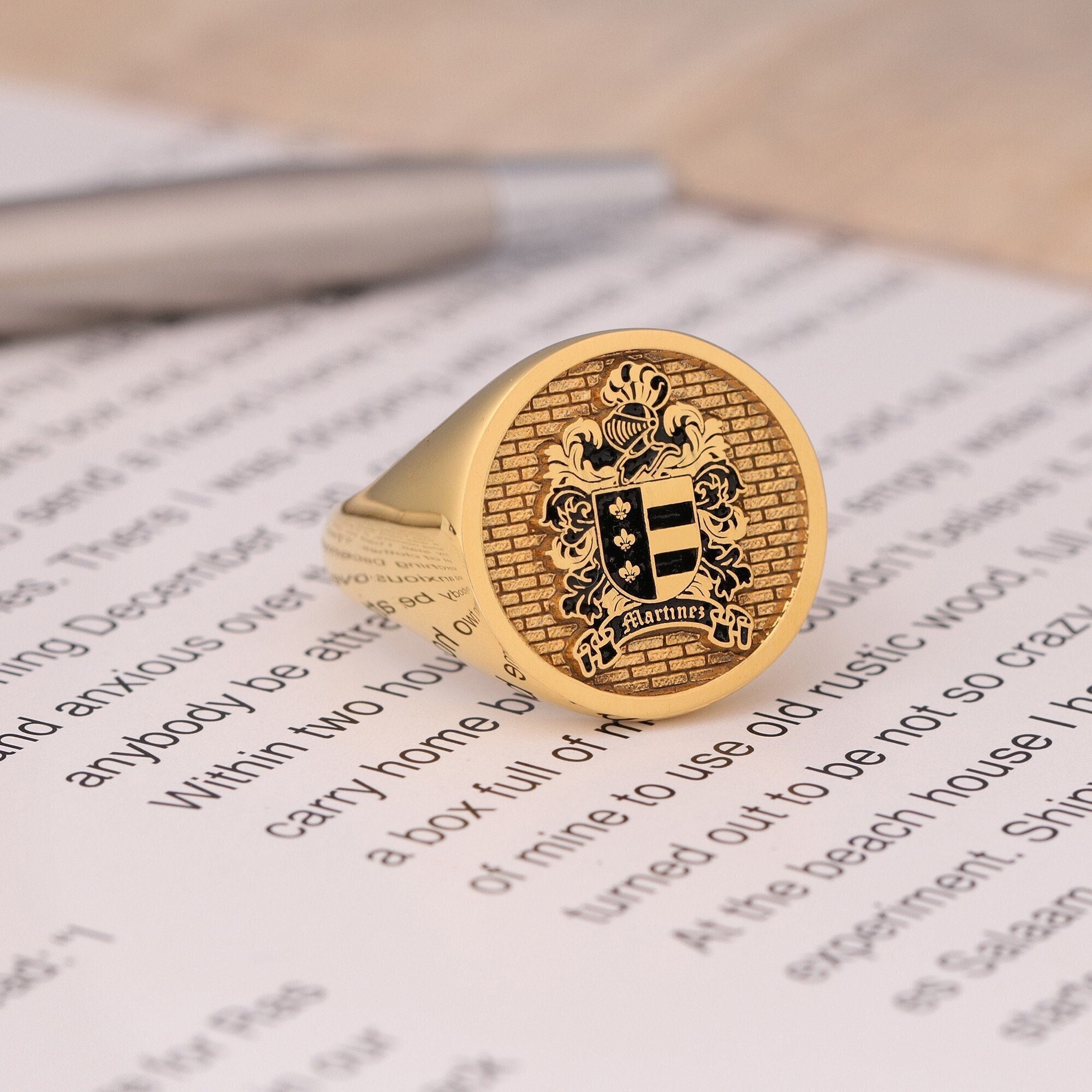 Personalized Family Crest Signet Ring Bespoke Coat of Arms Monogram ...