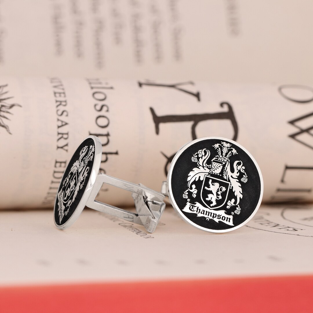 Exquisite Hand-carved Family Crest Cuff Links, Personalized Coat of ...