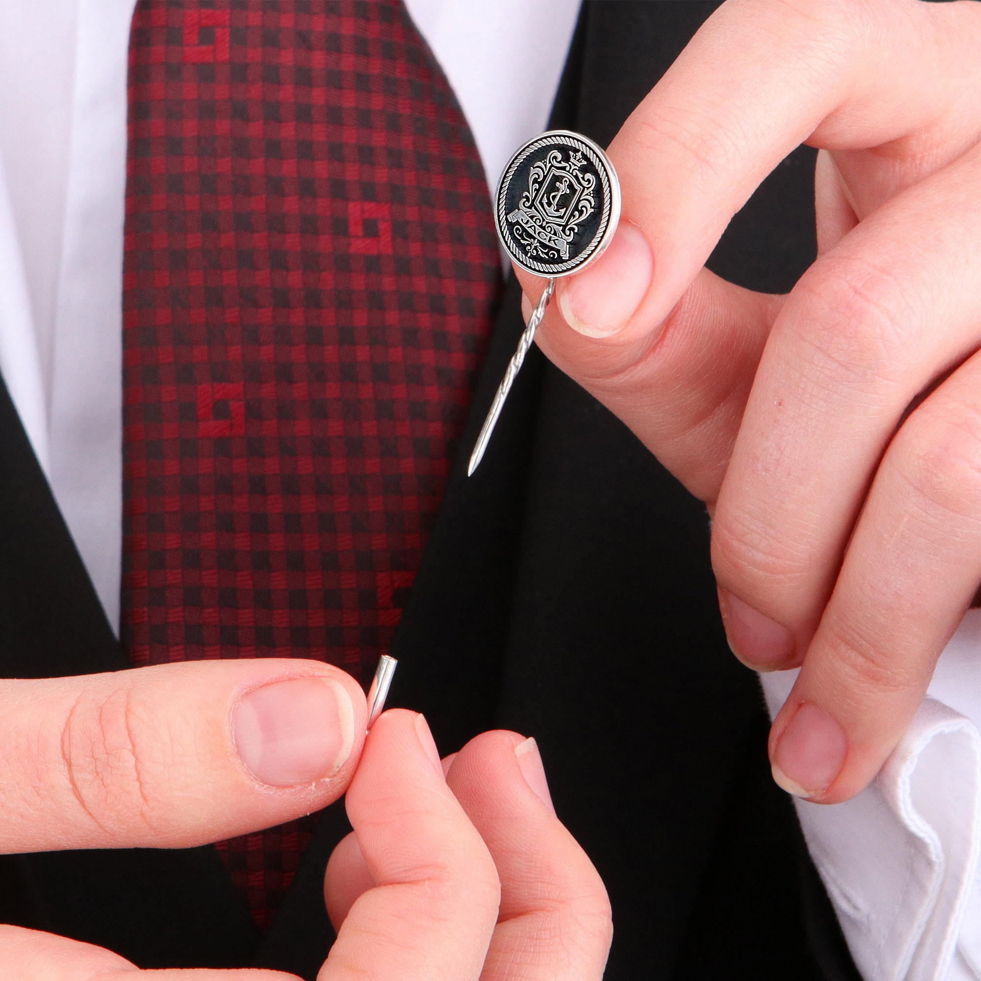 Handmade Monogram Label Pin, Coat of Arms Custom Signet Label Pin ...