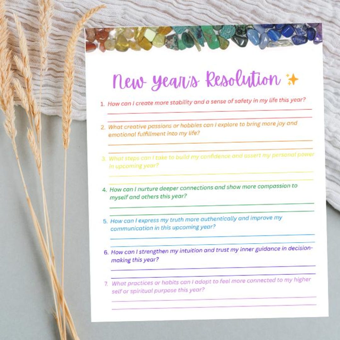 New Year’s Resolution Worksheet 2025 PDF: Chakra-inspired Colors ...