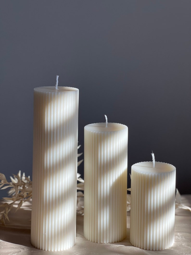 Ribbed Pillar Candle | Christmas Gift Idea |home Decor | Wedding Decor ...