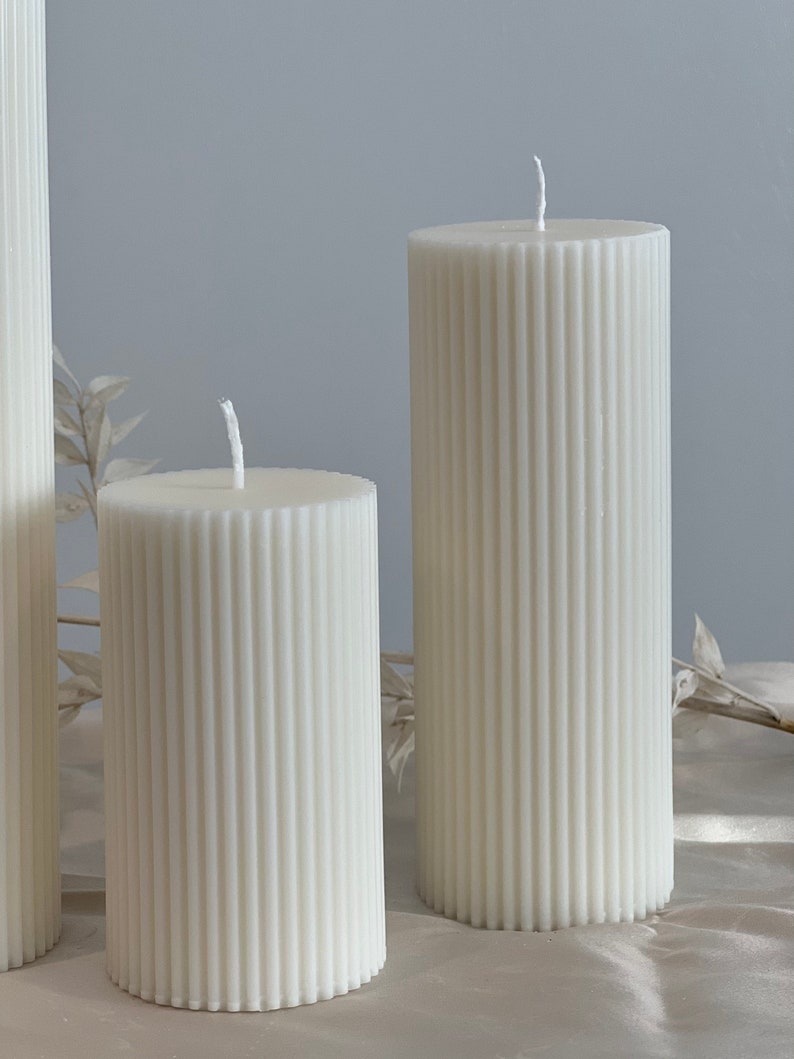 Ribbed Pillar Candle | Christmas Gift Idea |home Decor | Wedding Decor ...