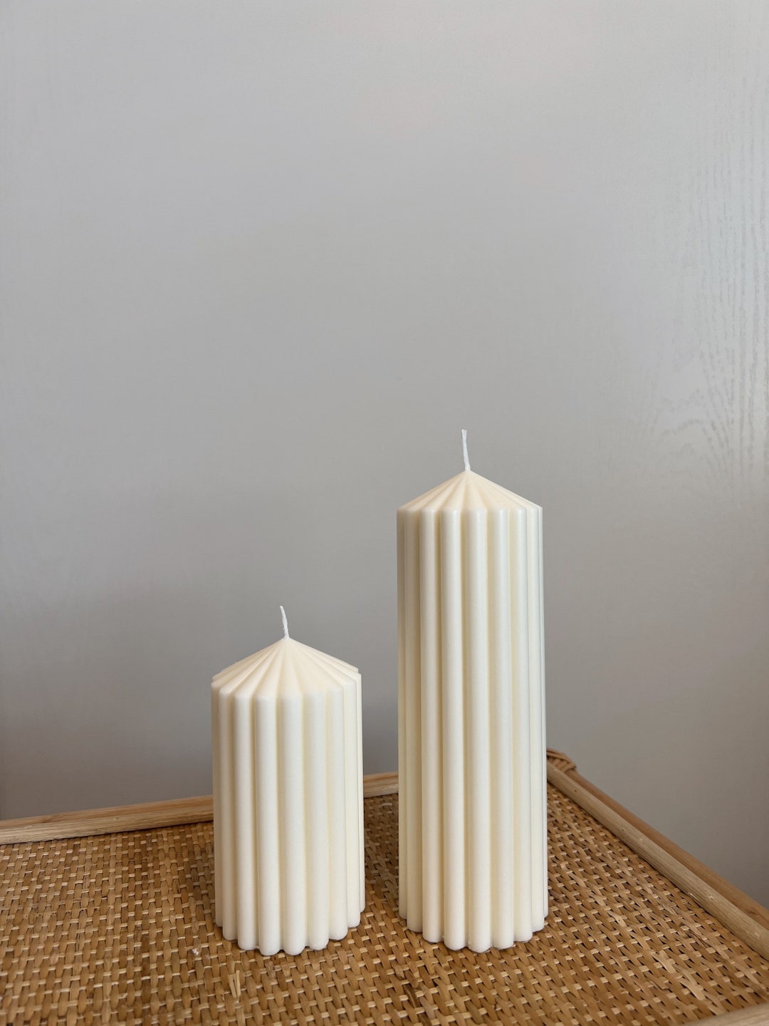 Ribbed Pillar Candle | Home Decor Candles | Column Candle | Minimalist ...