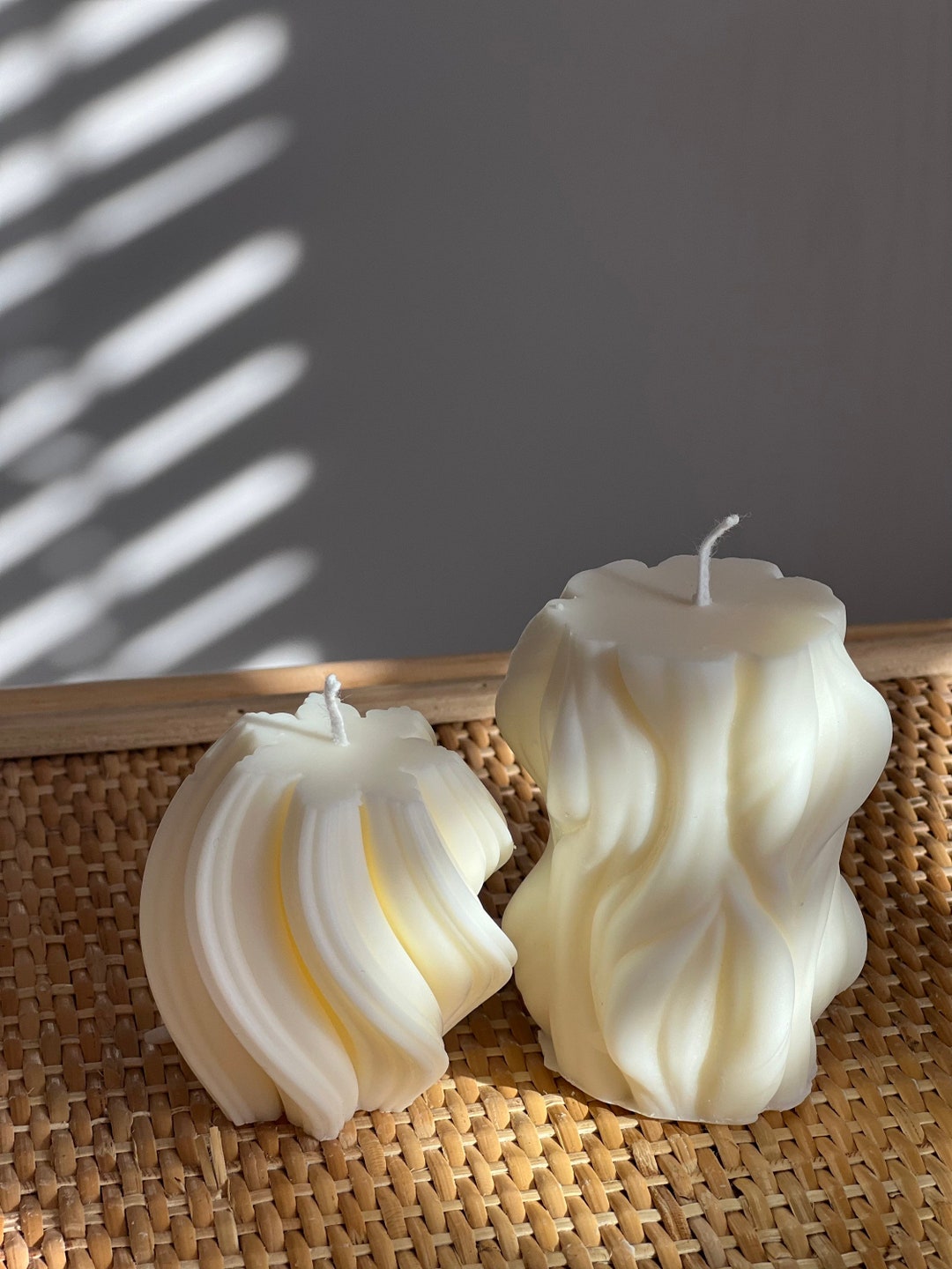 Spiral Wave Candle, Swirl Decor Pillar Candle, Wave Decor Pillar Candle ...