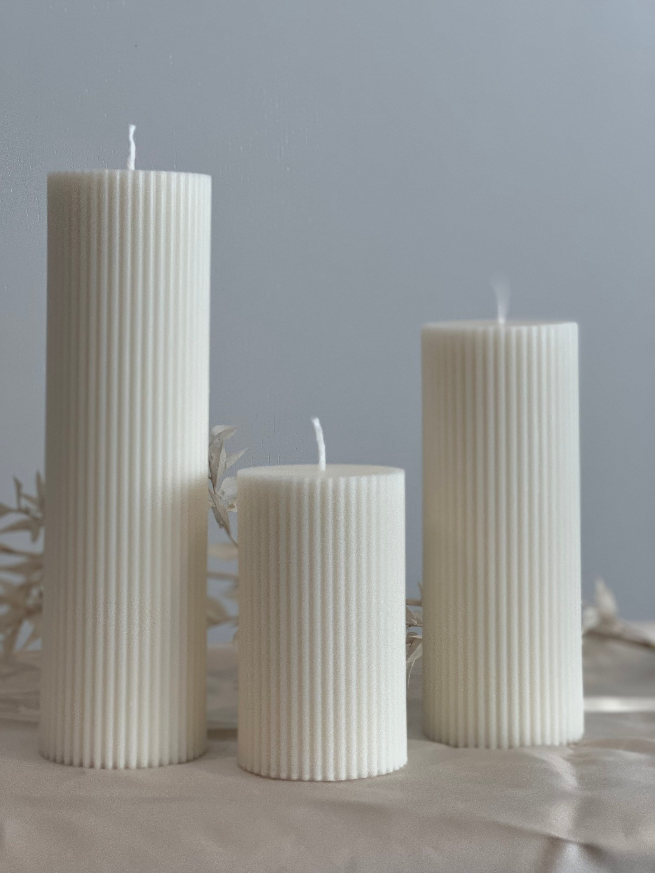 Ribbed Pillar Candle | Home Decor | Wedding Decor | Bridal Shower ...