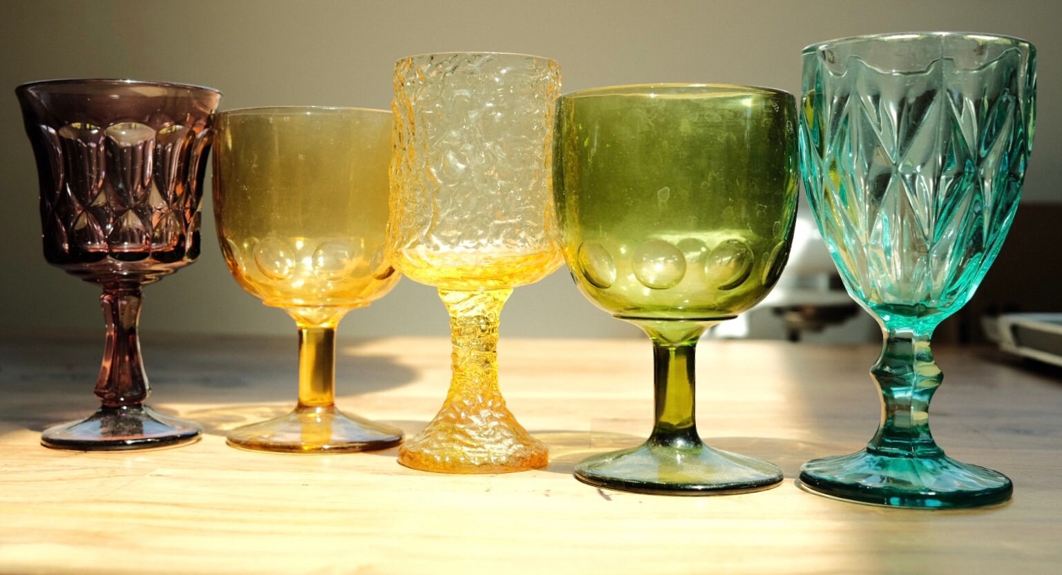 Mismatch Mid Century Modern Vintage Glass Goblets - Etsy