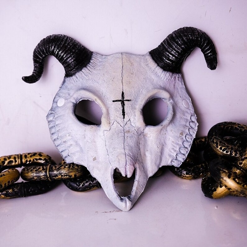 Halloween Cosplay Billy Goat Skull Mask Half Face Masquerade - Etsy