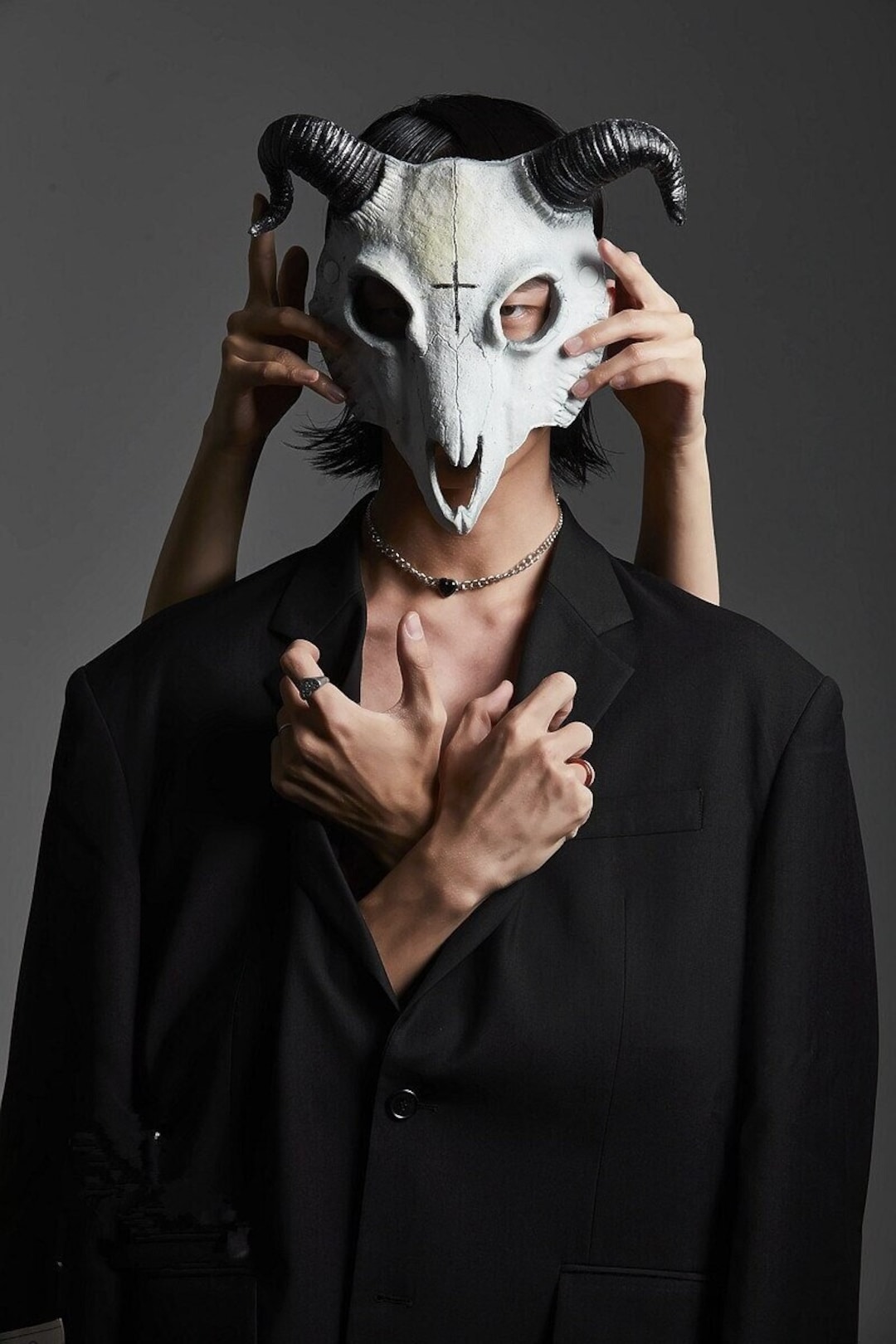 Halloween Cosplay Billy Goat Skull Mask Half Face Masquerade - Etsy