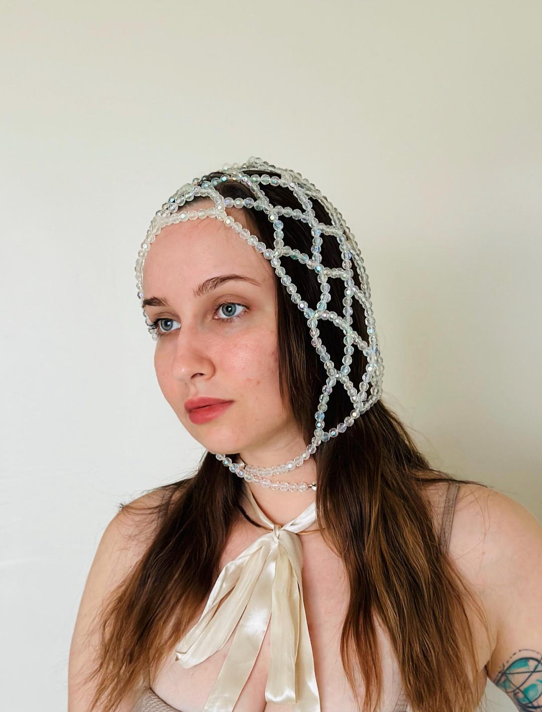 Handmade Beaded Hooded Headpiece for Bride - Juliet Cap Vintage Wedding ...