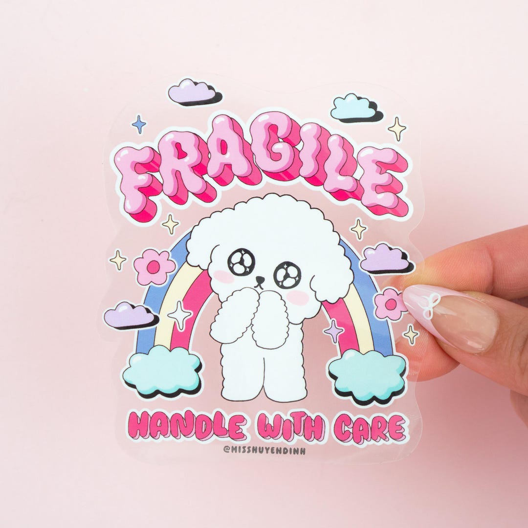 Fragile Handle With Care Sticker Bichon Sticker Vulnerable Sensitive ...
