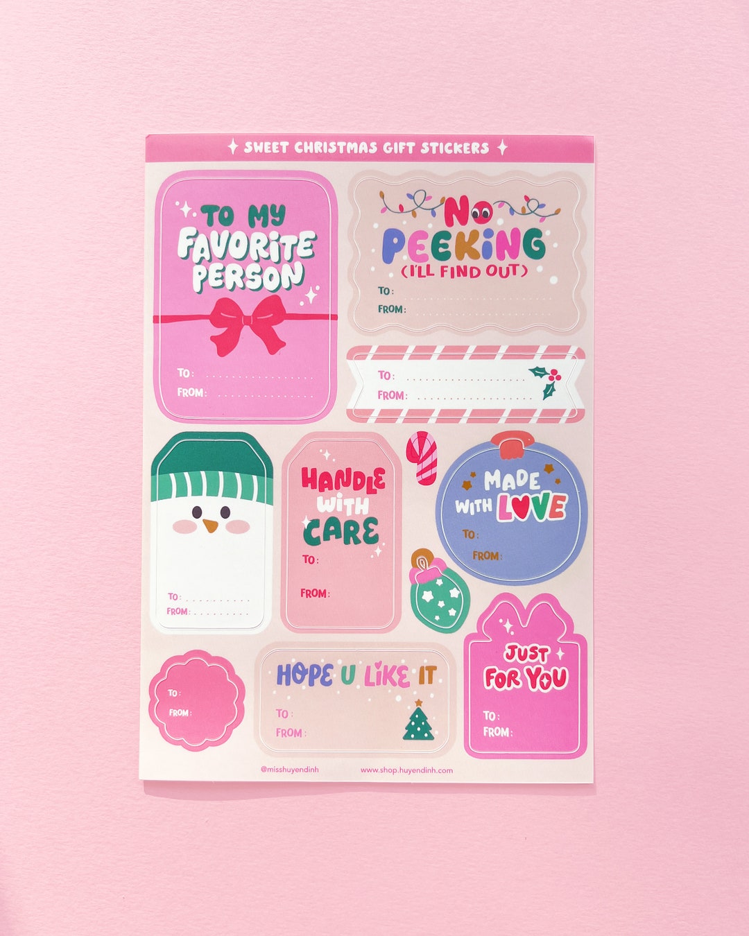 Christmas Gift Tags Sticker Sheet | Holiday Gift Tag Stickers | Present ...