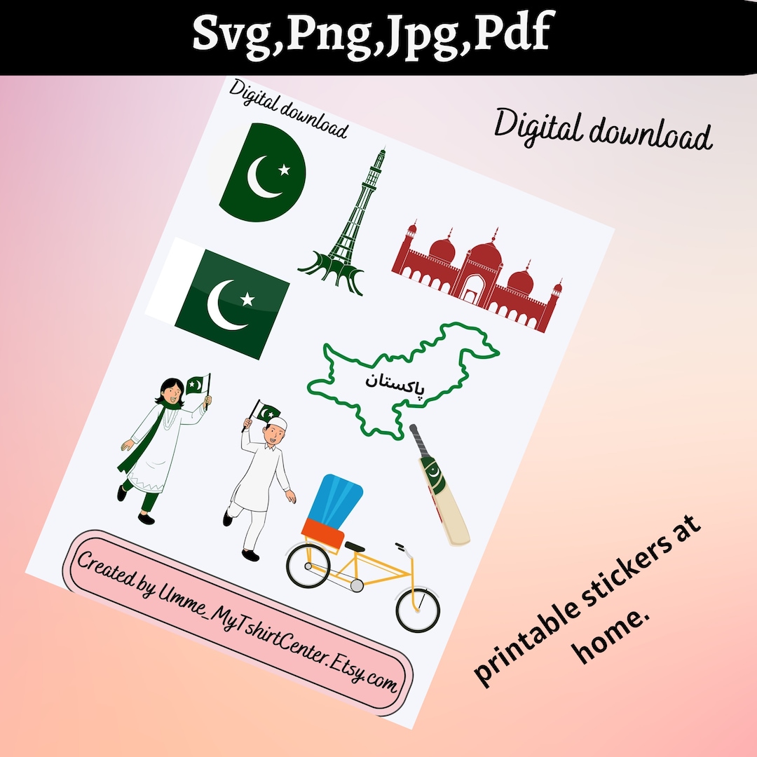Printable Pakistan Flag,pakistani Stickers, Digital Download Svg,png ...
