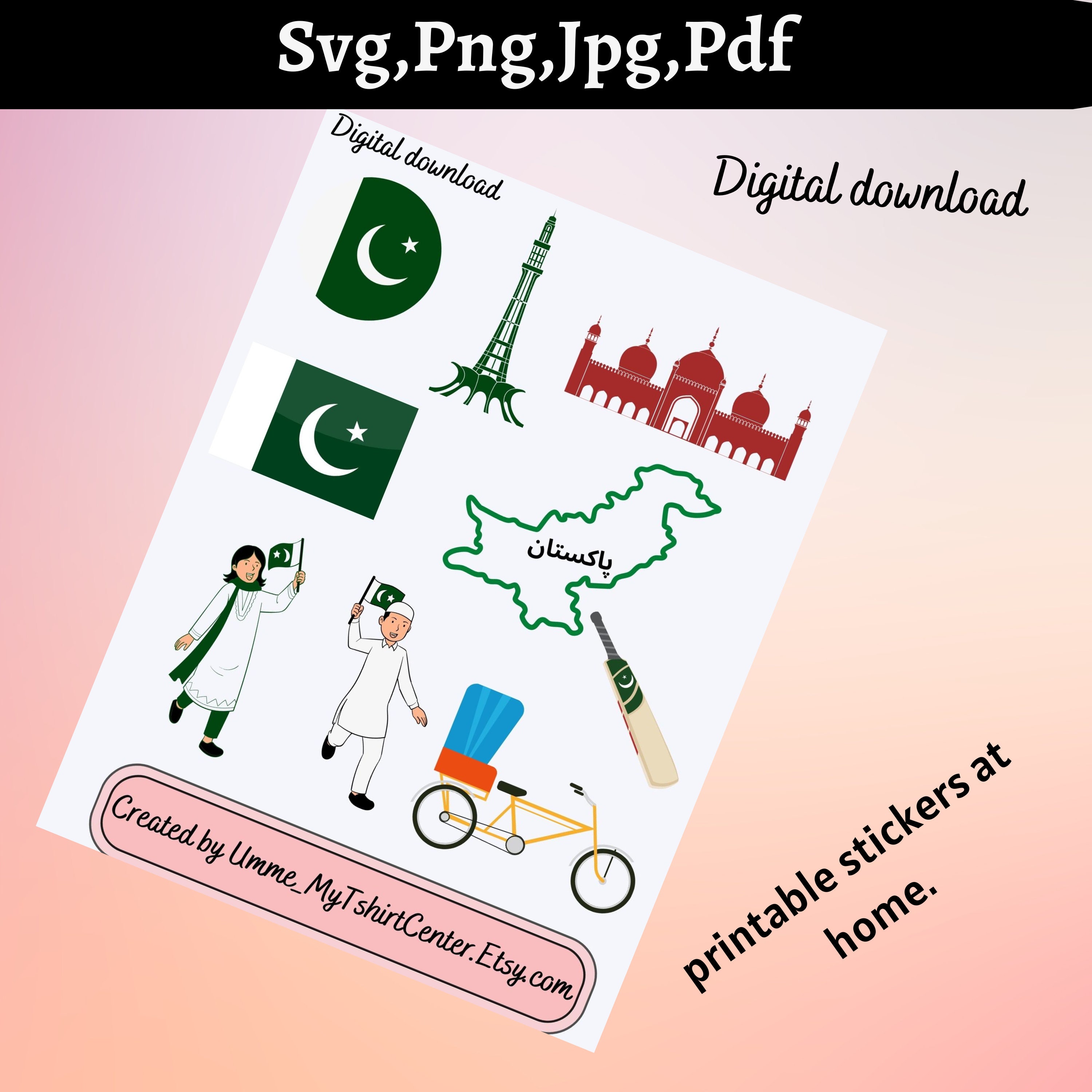 Printable Pakistan Flag,pakistani Stickers, Digital Download Svg,png ...