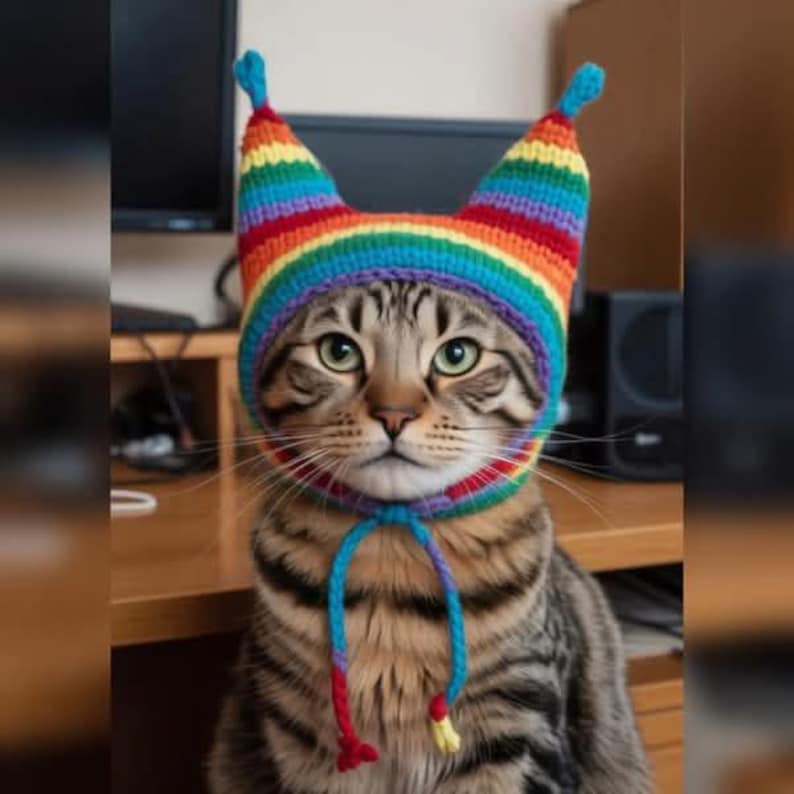 Crochet Cat Bonnet Pattern PDF | Floral Pet Hat - Etsy Canada