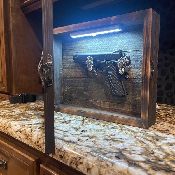 Wood Handgun Display Case - Etsy