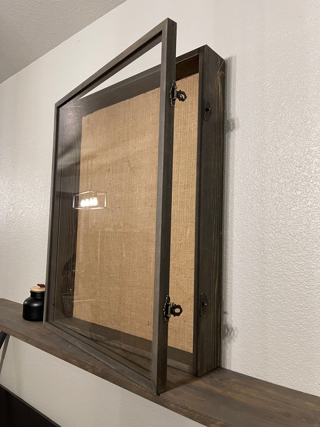 20x24x2 Shadow Box With Lid Aged Walnut With Burlap Backing - Etsy