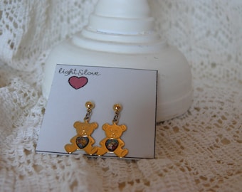 Light Weight Gold Tone Teddy Bear Dangle Earrings - Etsy