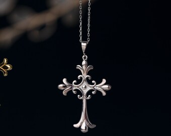 Gothic Gold Cross Necklace - Etsy