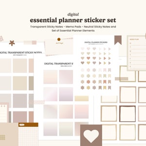 Digital Essential Neutral Stickers Bundle, Goodnotes Aesthetic Sticker ...