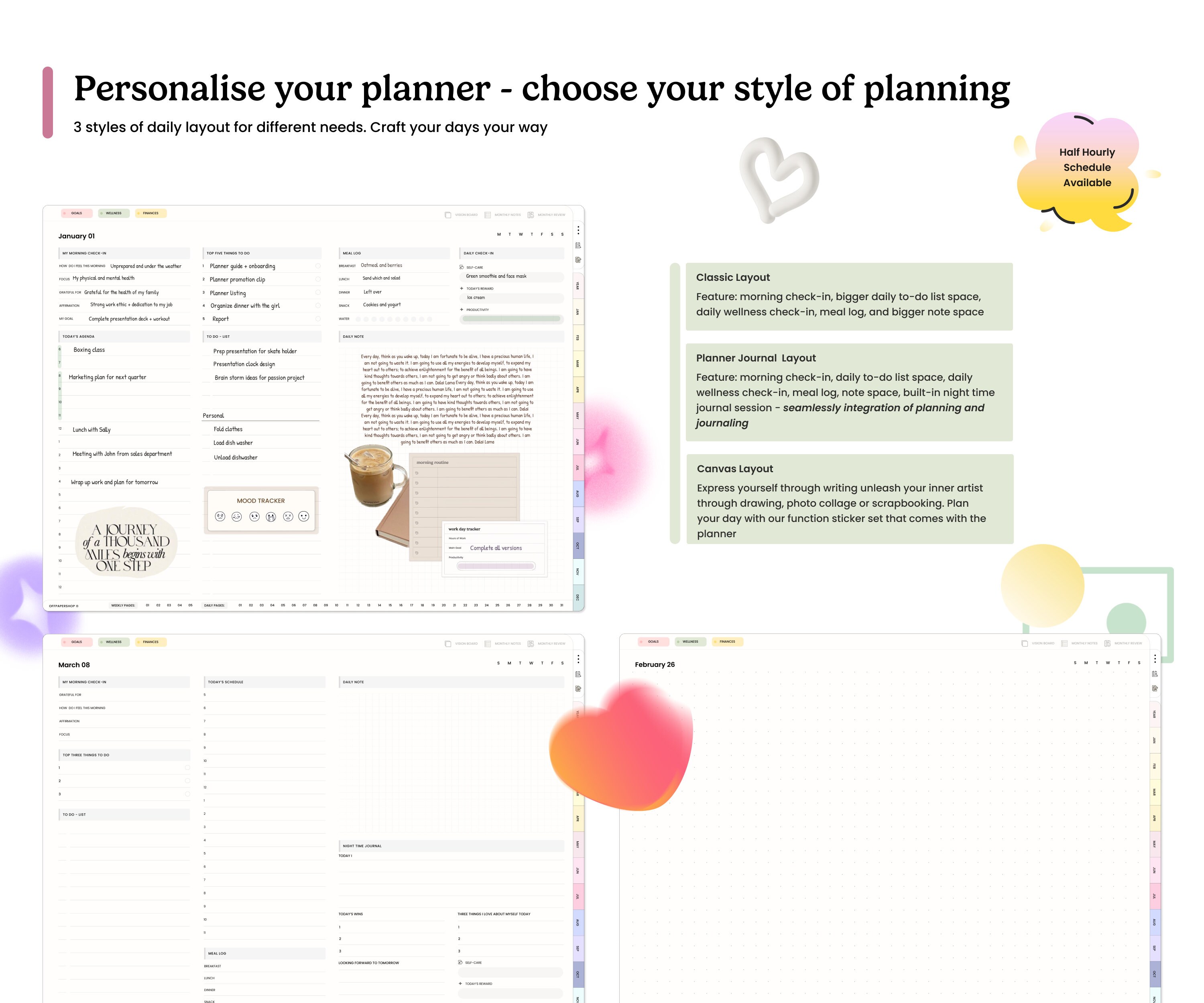 Best Undated Digital Planner Goodnotes, All in One Planner, ADHD ...