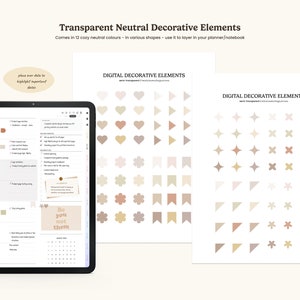 Digital Essential Neutral Stickers Bundle, Goodnotes Aesthetic Sticker ...