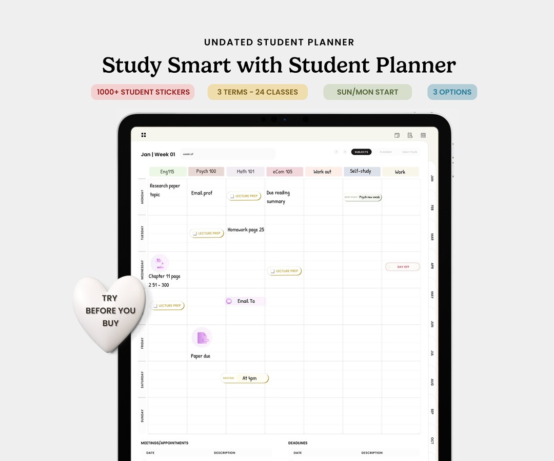 Planificador digital de notas académicas sin fecha para estudiantes ...