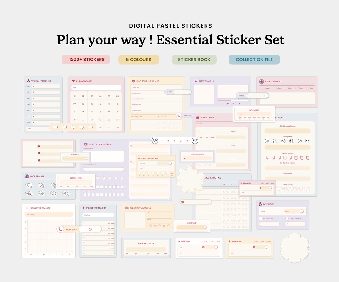 Digital Stickers for Goodnotes Planner Bundle, Daily Journaling ...