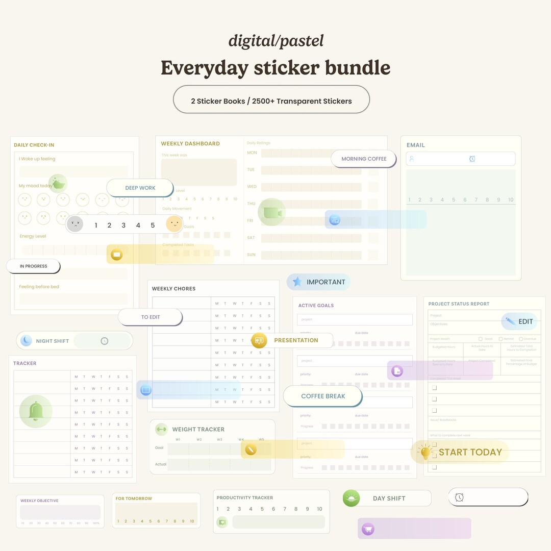 Everyday Essential Stickers Productivity Stickers - Etsy