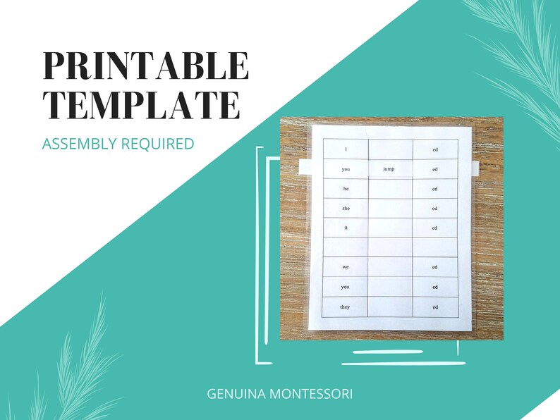 Montessori Past Tense Verb Conjugation Packets Printable Template ...