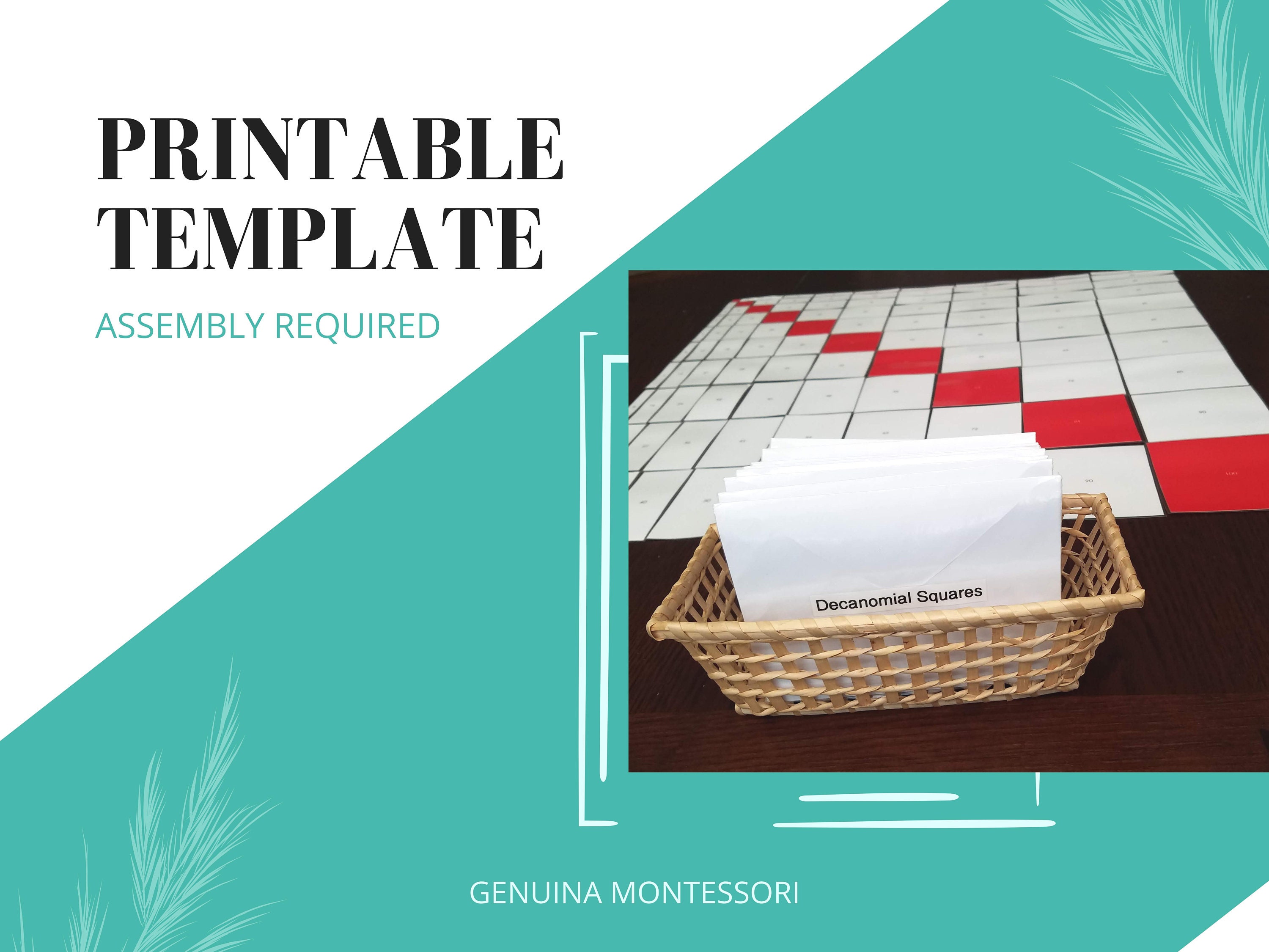 Montessori the Paper Decanomial Square Printable Template | Digital ...