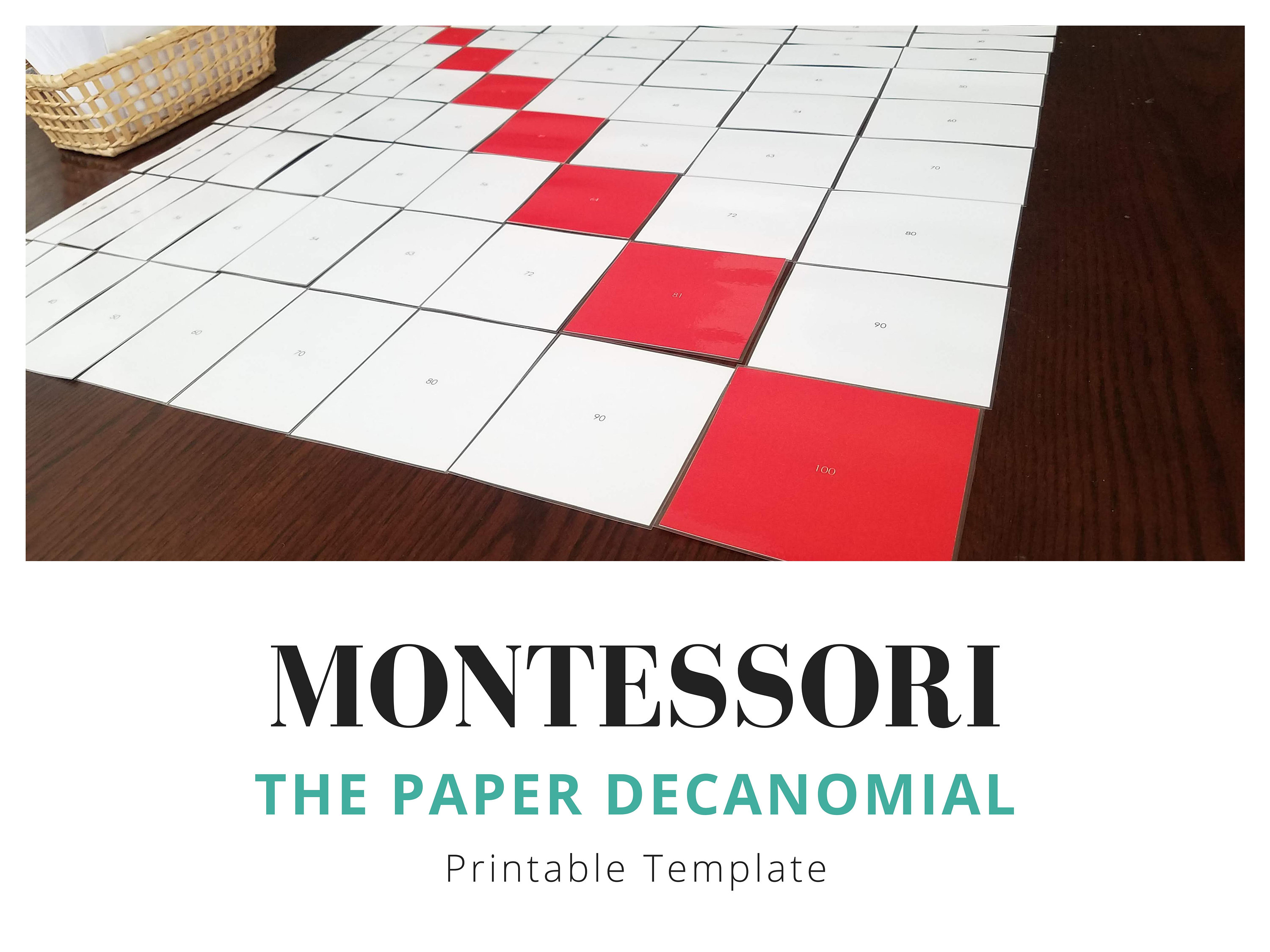 Montessori the Paper Decanomial Square Printable Template | Digital ...