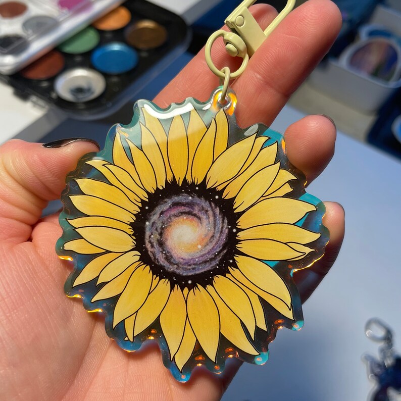 Galaxy Sunflower Keychain-fibonacci Sequence: Holographic Cosmic Charm ...