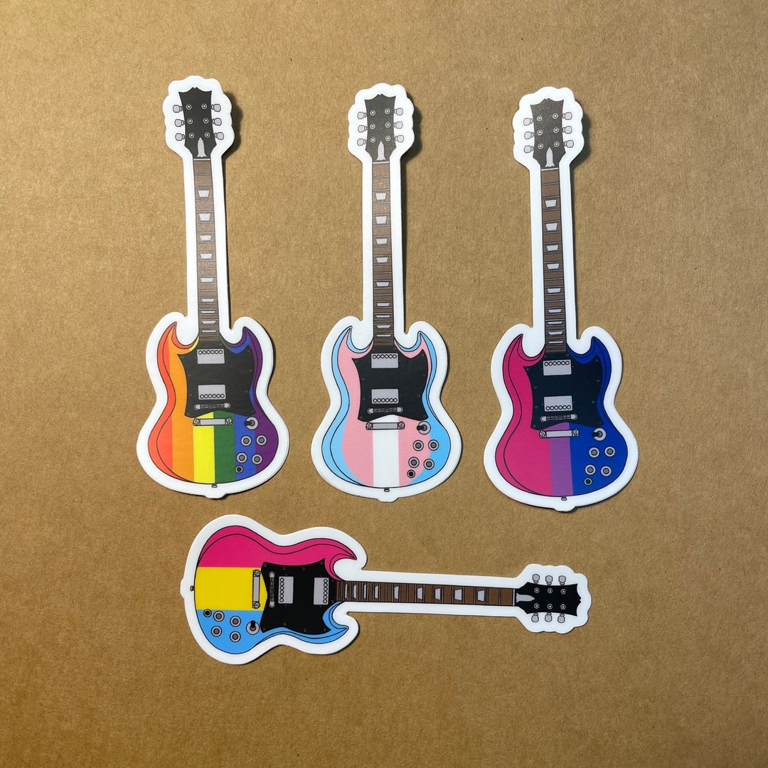 Pride Flag Stickers Electric Guitars With LGBT+ Flags for Pride Month ...