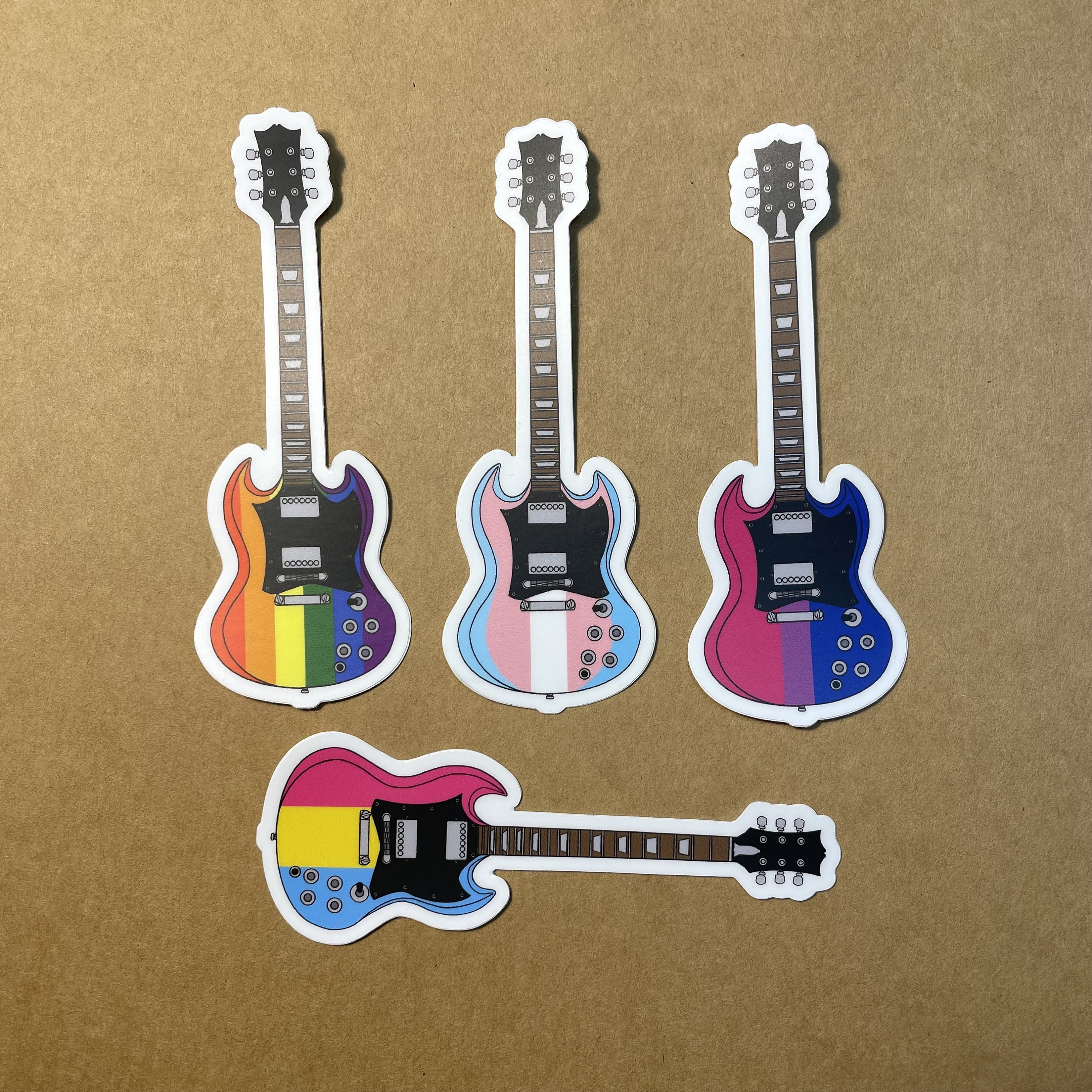 Pride Flag Stickers Electric Guitars With LGBT+ Flags for Pride Month ...