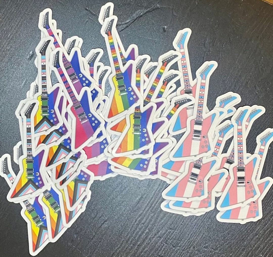 Pride Flag Stickers Electric Guitars With LGBT Flags for Pride Month ...