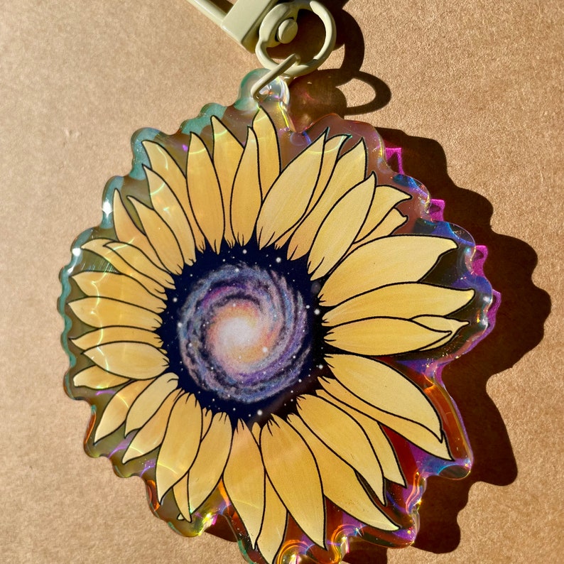 Galaxy Sunflower Keychain-fibonacci Sequence: Holographic Cosmic Charm ...