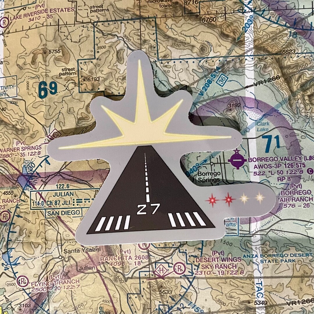 Pilot Sticker - Runway at Sunset - Airplane Landing Pilot's View ...